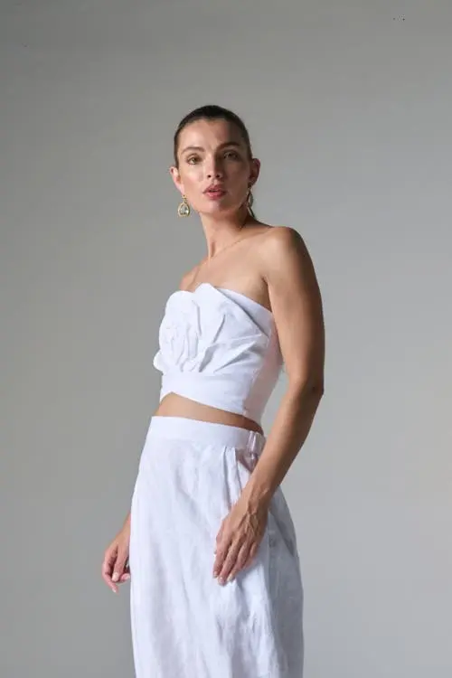 JBQ Cypress Strapless Floral Appliqué Top