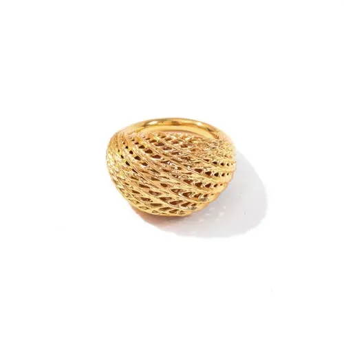 LAMINAR JEWELRY Flow Edgy Dome Ring - Gold