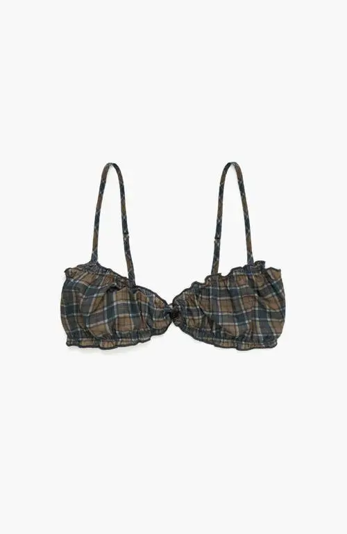 ODDLI Plaid Bralette - Dark Green Plaid