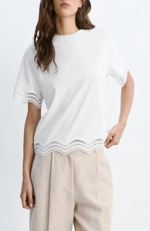 Mango Open Stitch Top - White