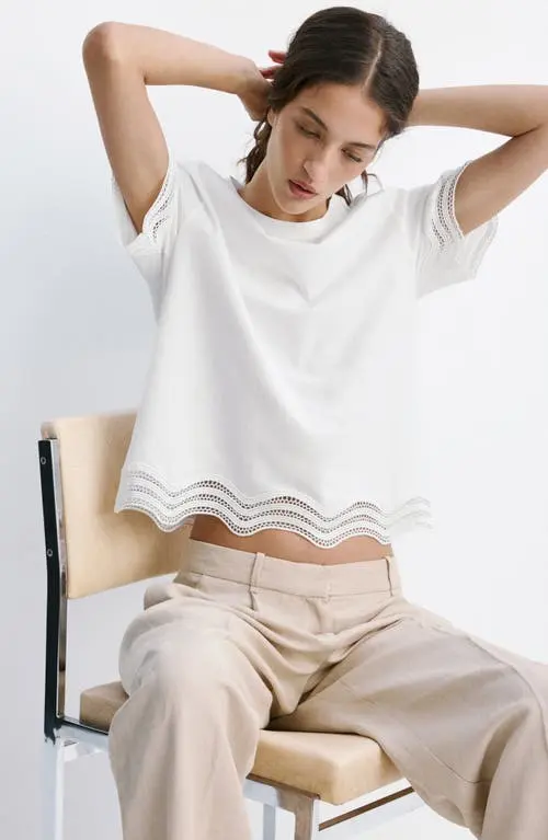 Mango Open Stitch Cotton T-shirt