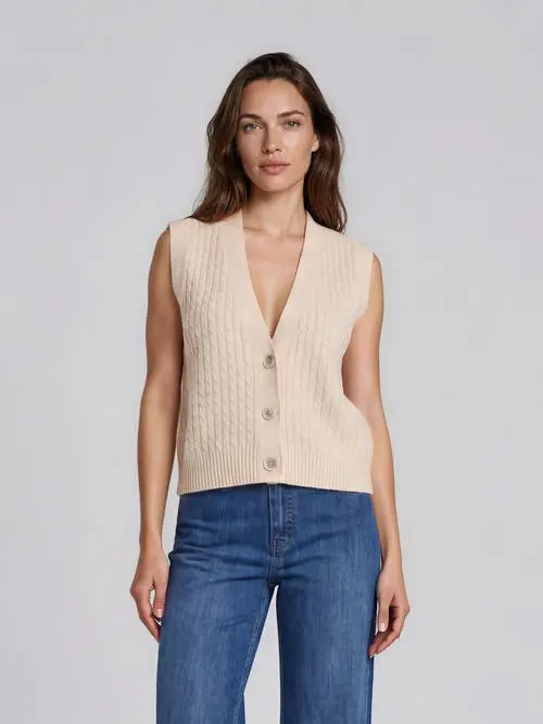 MASAI COPENHAGEN Malaney V-neck Buttoned Cable Knit Vest