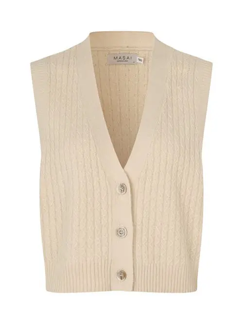 MASAI COPENHAGEN Malaney V-neck Buttoned Cable Knit Vest