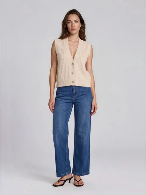 MASAI COPENHAGEN Malaney V-neck Buttoned Cable Knit Vest