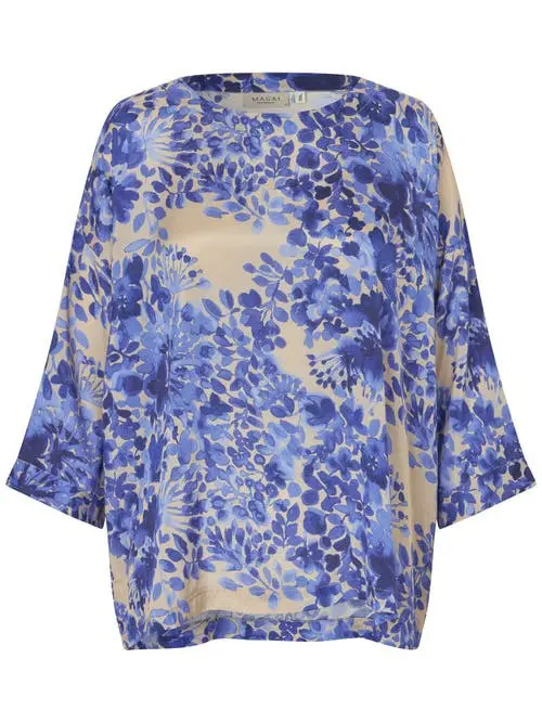 MASAI COPENHAGEN Mabecca Fluid Draped Floral Blouse