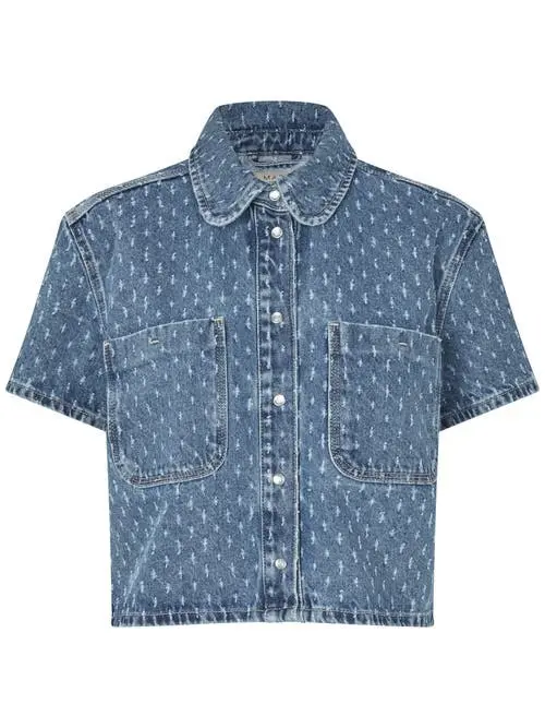 MASAI COPENHAGEN Cropped Collared Snap-front Shacket