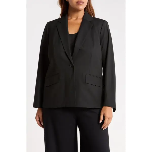 KASPER Tailored One-button Blazer With Notched Lapel - Black