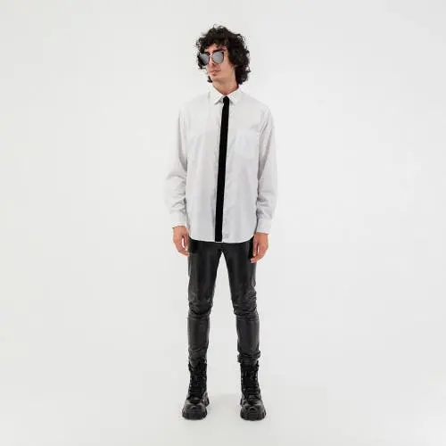 UCHÈ Velvet Patch Long Sleeve Button Up Shirt