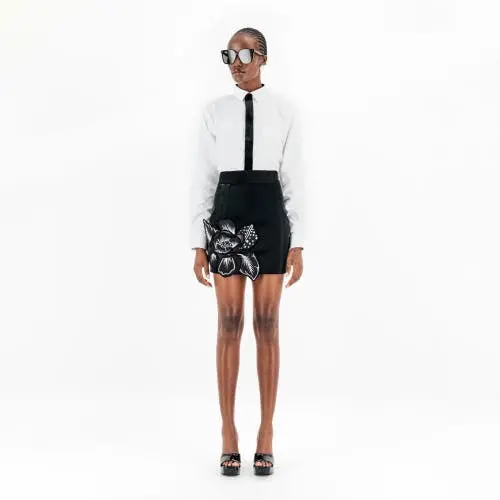 UCHÈ Velvet Patch Long Sleeve Button Up Shirt