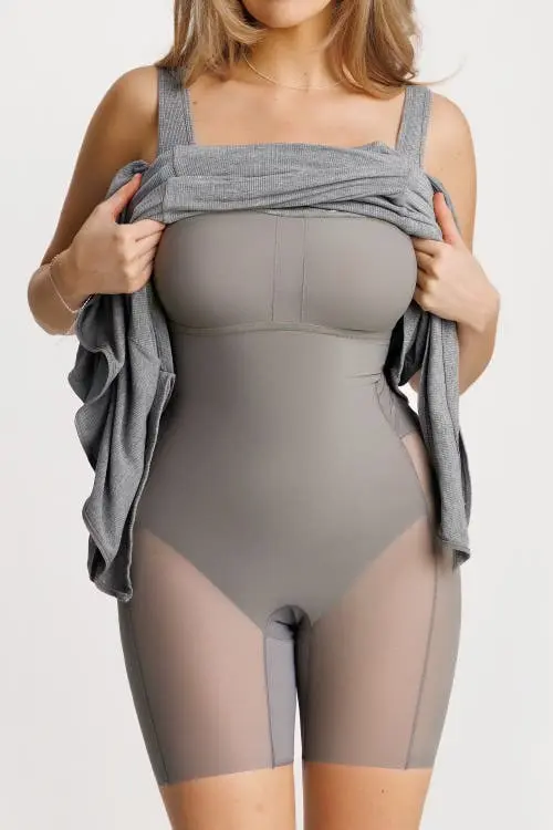 POPILUSH Modal Twist Wrap Maxi Dress With Built-in Shapewear - Silver