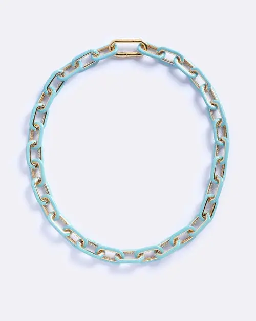 EMMA PILLS The Original Enamel Chain Necklace - Sky
