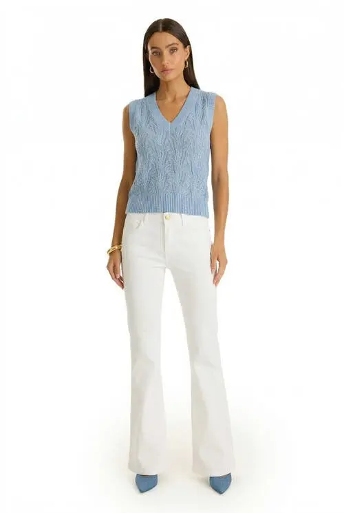 THE NOLI SHOP Mikaela Crystal Knit V-neck Sweater Tank - Sky Blue