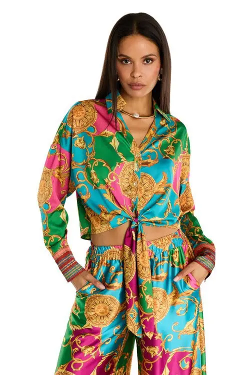 THE NOLI SHOP Cecilia Silk Tie-front Blouse - Dolce Sun