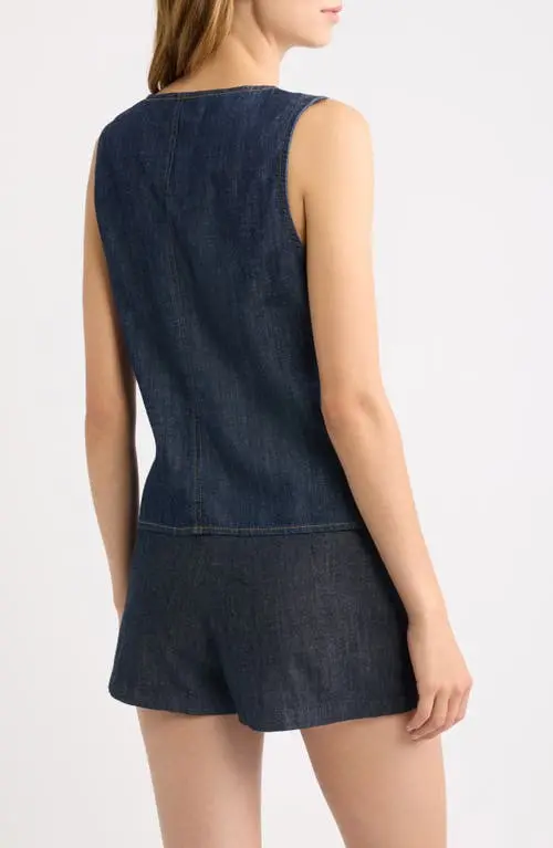 Mango Denim Cutaway Vest With High-shine Buttons