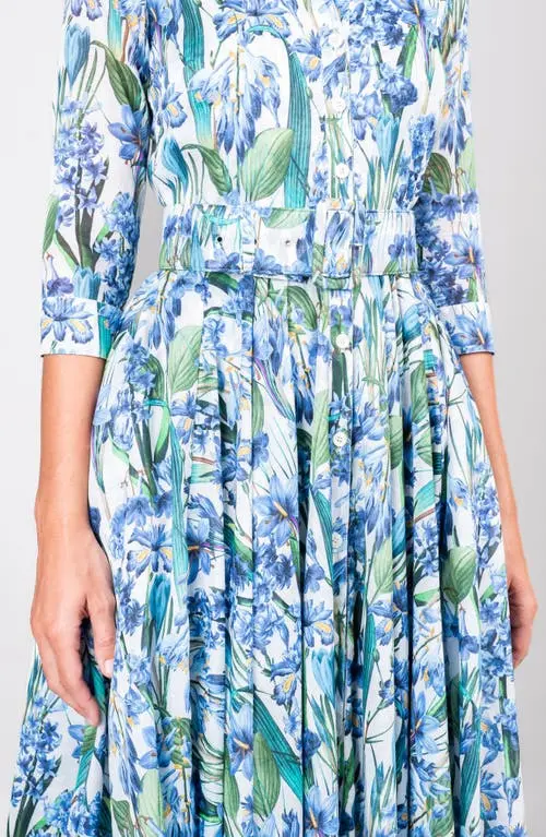 Samantha Sung Crocus Hyacinth A-line Midi Shirtdress