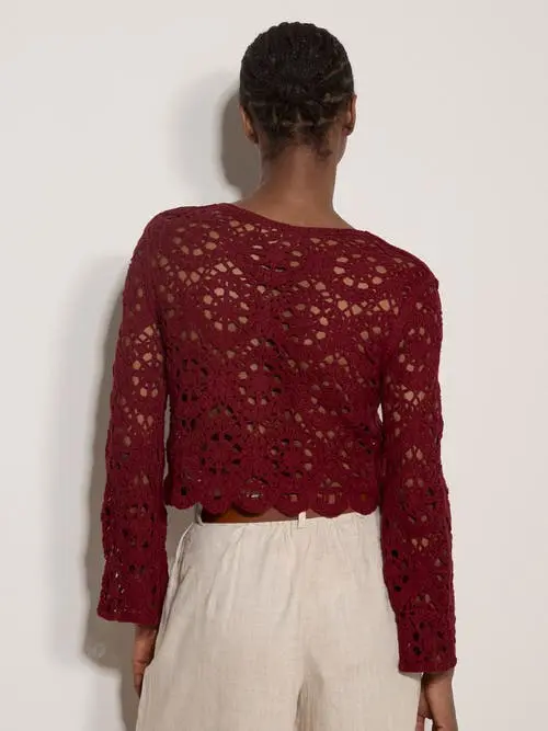 APRICOT Tape Yarn Crochet Top
