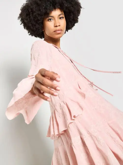 APRICOT Paisley Embroidered Boho Dress