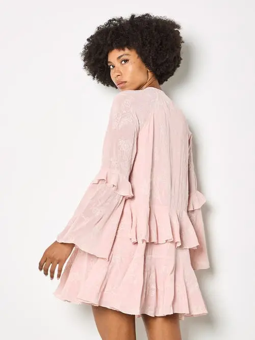 APRICOT Paisley Embroidered Boho Dress