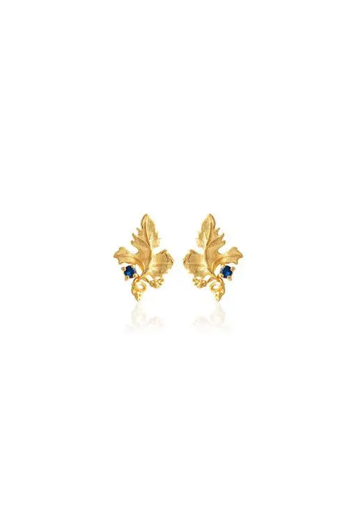 PERACAS Mini Siena Stud Earrings With Sapphire - Navy
