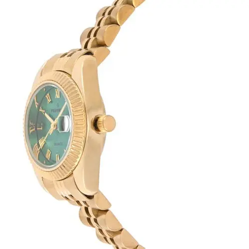PEUGEOT Fluted Bezel Link Bracelet Watch 25mm - Green
