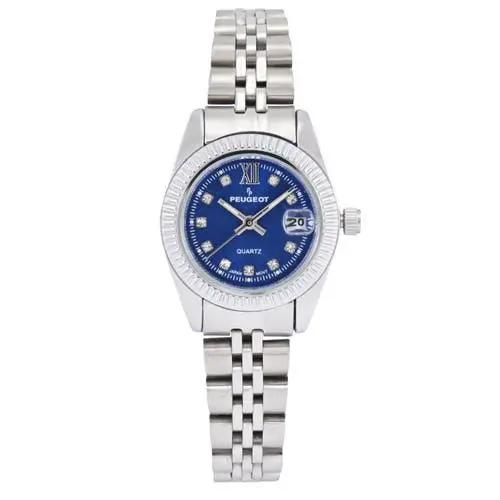 PEUGEOT Fluted Bezel Link Bracelet Watch 25mm - Silver