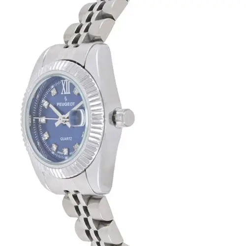 PEUGEOT Fluted Bezel Link Bracelet Watch 25mm - Silver