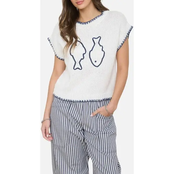 J.O.A. Fish Short Sleeve Sweater