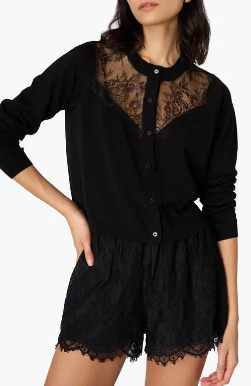 Cami Nyc Harleth Lace Panel Cardigan - Black
