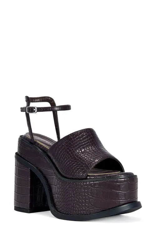 AZALEA WANG Anthelmine Croc Embossed Platform Sandal