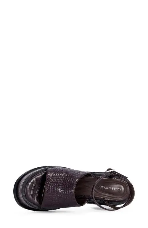 AZALEA WANG Anthelmine Croc Embossed Platform Sandal