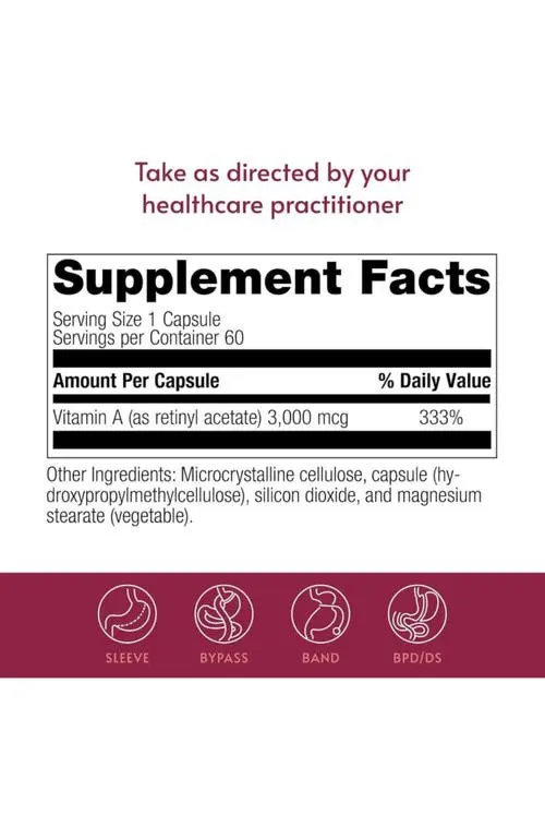 BARIATRIC ADVANTAGE Vitamin A 10000 Iu Easy Digest Mini Capsules Supplement 60 Count