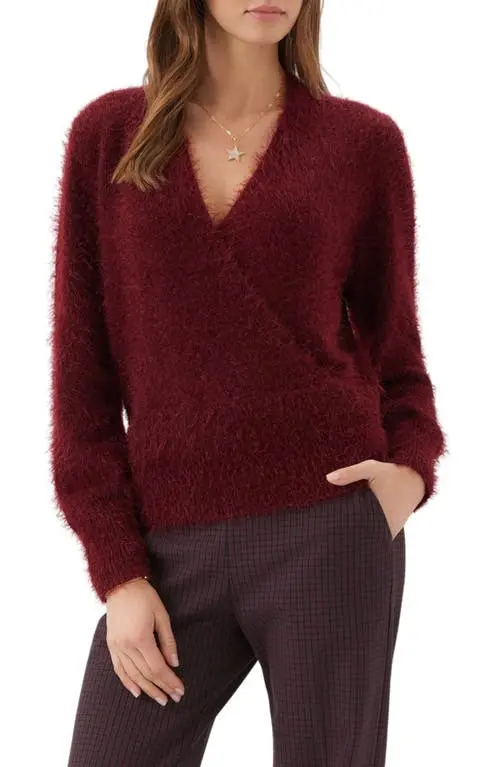 Karen Kane Eyelash Wrap Sweater - Wine