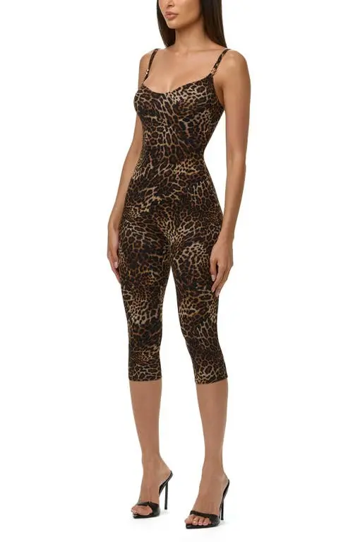 Naked Wardrobe Leopard Print Capri Jumpsuit