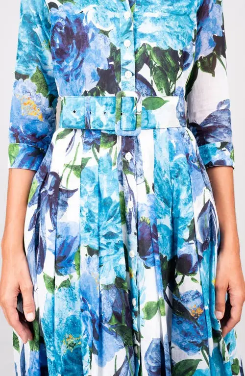 Samantha Sung Darby Rose Pleated Midi Shirtdress