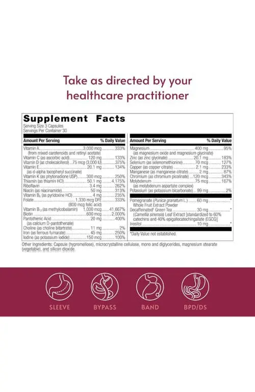 BARIATRIC ADVANTAGE Ultra Multi With Iron High Potency Daily Multivitamin Capsules90 Count