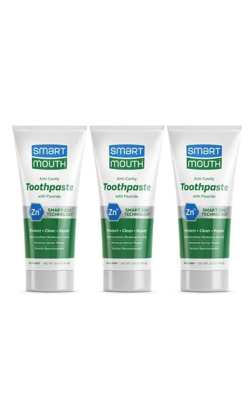SMARTMOUTH Anti-cavity Fluoride Toothpaste With Zinc Enamel Strengthening 3-pack - Mild Mint