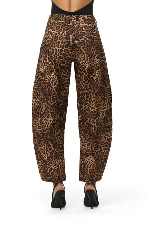Naked Wardrobe Leopard Print Stretch Canvas Barrel Pants