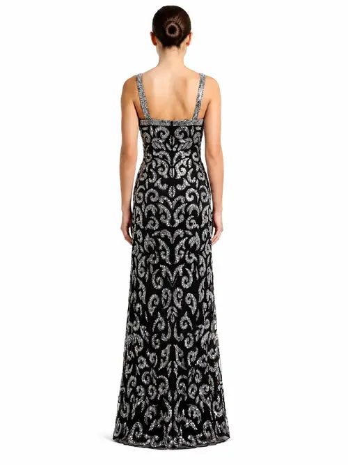 LARA NEW YORK Beaded Cross Halter Dress