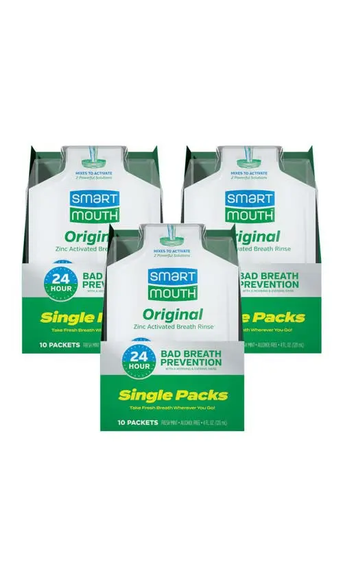 SMARTMOUTH Original Zinc Activated Mouthwash Single Packs 10 Count - Fresh Mint