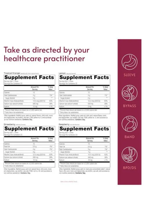 BARIATRIC ADVANTAGE Calcium Citrate Chewy Bites 500 Mg Supplement With Vitamin D3 90 Count 90 Count