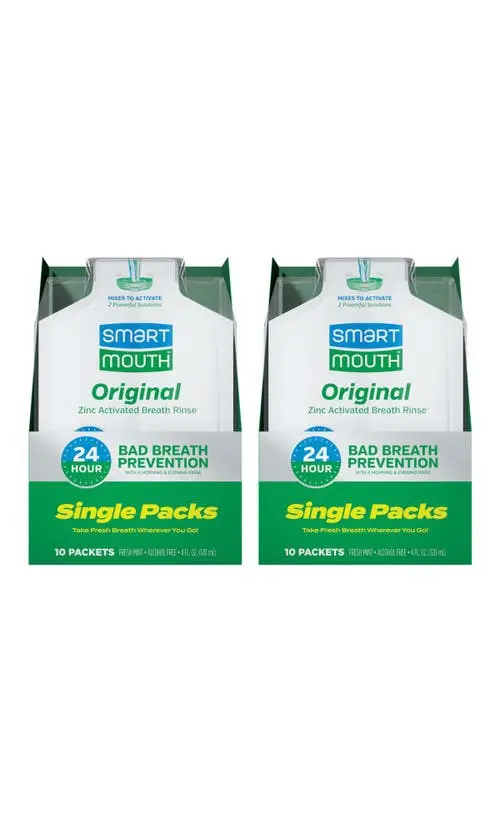 SMARTMOUTH Original Zinc Activated Mouthwash Single Packs 10 Count - Fresh Mint