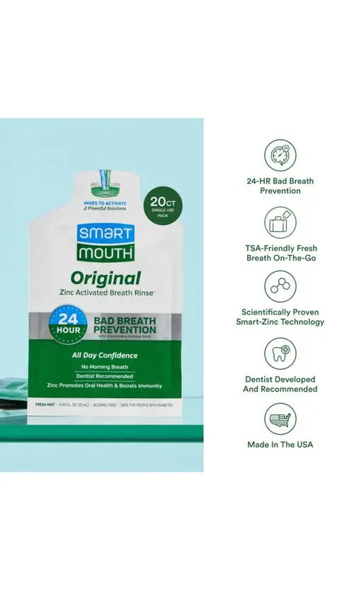 SMARTMOUTH Original Zinc Activated Mouthwash Single Packs 10 Count