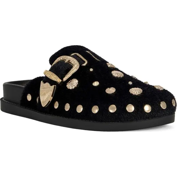 AZALEA WANG Walsh Stud Faux Fur Mule