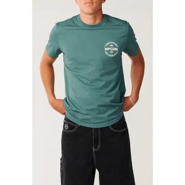 Rip Curl Logo Graphic Cotton T-shirt - Muted Green