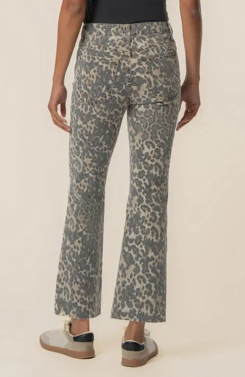 Kut From The Kloth Kelsey Print Raw Hem High Waist Ankle Flare Jeans