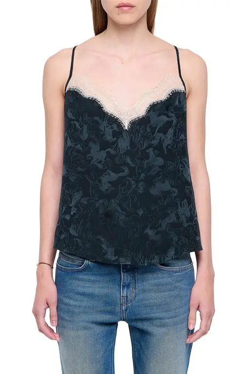 Zadig&Voltaire Cespa Horse Jacquard Silk Camisole - Gloom