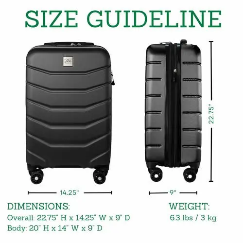 SKYWAY Silverton Hardside Expandable 20" Carry On Spinner Luggage - Black