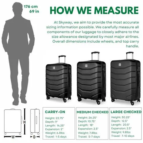 SKYWAY Silverton Hardside Expandable 20" Carry On Spinner Luggage - Black