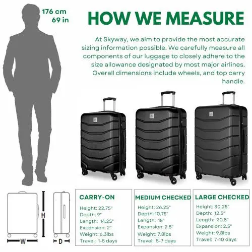 SKYWAY Silverton Hardside Expandable Carry-on Spinner Luggage - Black