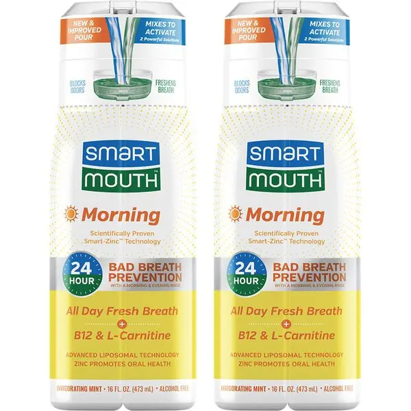 SMARTMOUTH Advanced Liposomal Zinc-activated Morning Mouthwash 16 Fl Oz Each - Invigorating Mint